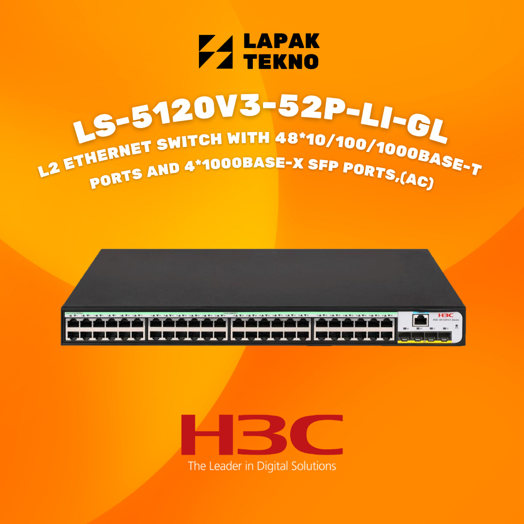 Jual H3C LS-5120V3-52P-LI-GL L3 Ethernet Switch with 48*10/100/1000BASE-T Ports and 4*1000BASE-X ...