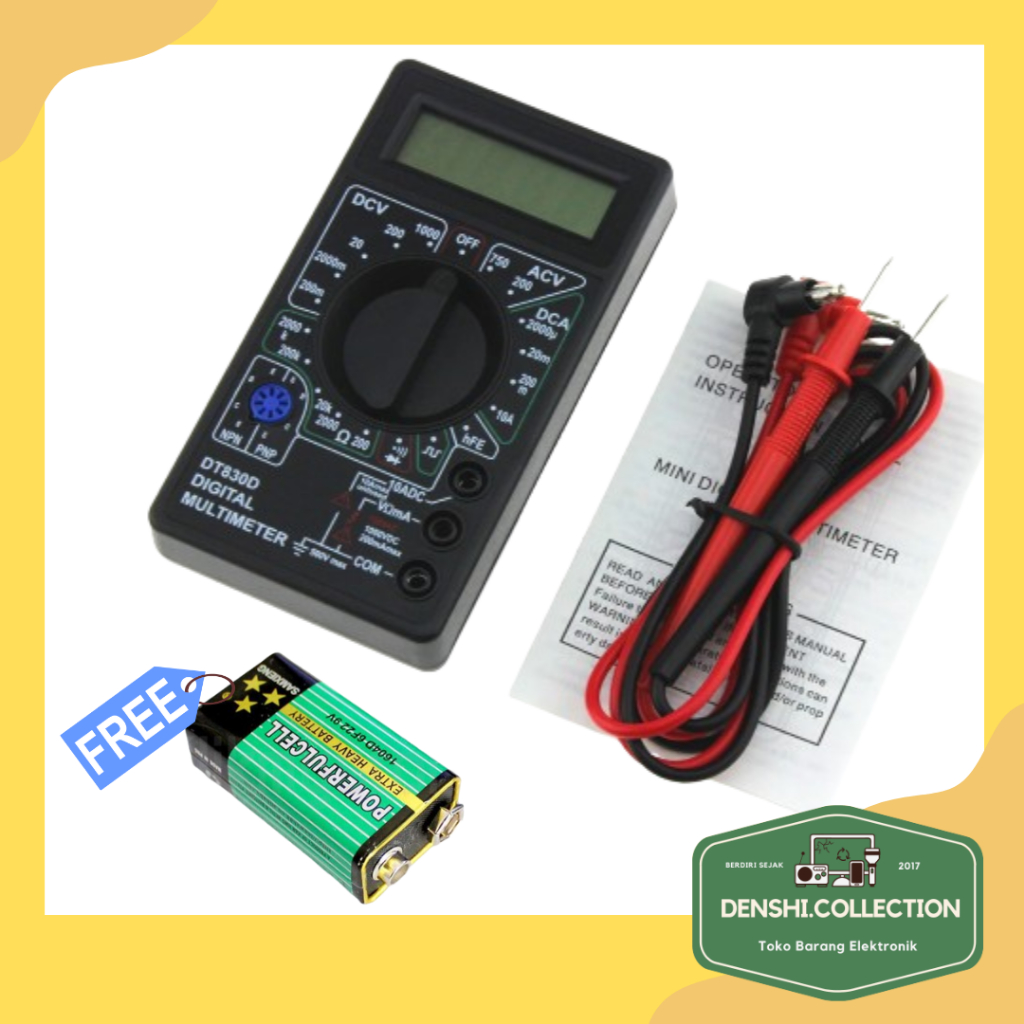 Jual MULTIMETER AVOMETER MULTITESTER DIGITAL DT-830B DT830B | Shopee ...