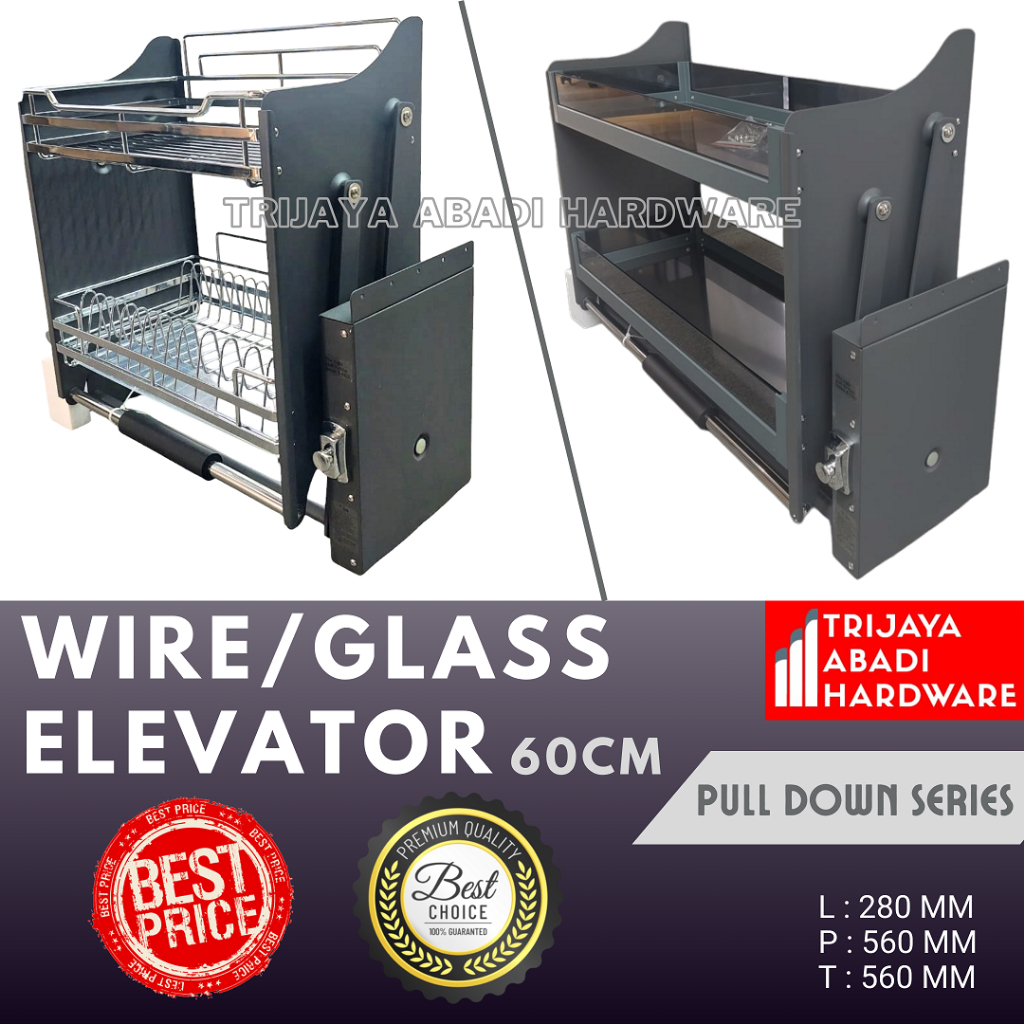Jual TMB WE / GE 60 cm Rak Piring Botol Wire / Glass Elevator Pull Down Multipurpose Rack ...
