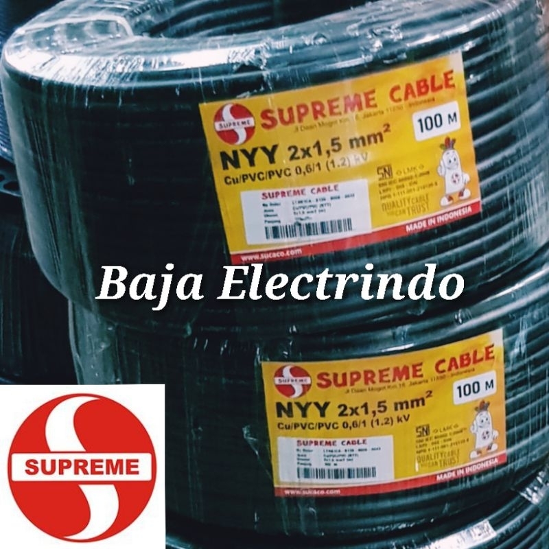 Jual Kabel Listrik Tunggal Isi 2 NYY 2x1,5mm SUPREME @100m NYY 2x1.5 2X1,5 mm 2X1.5mm | Shopee ...