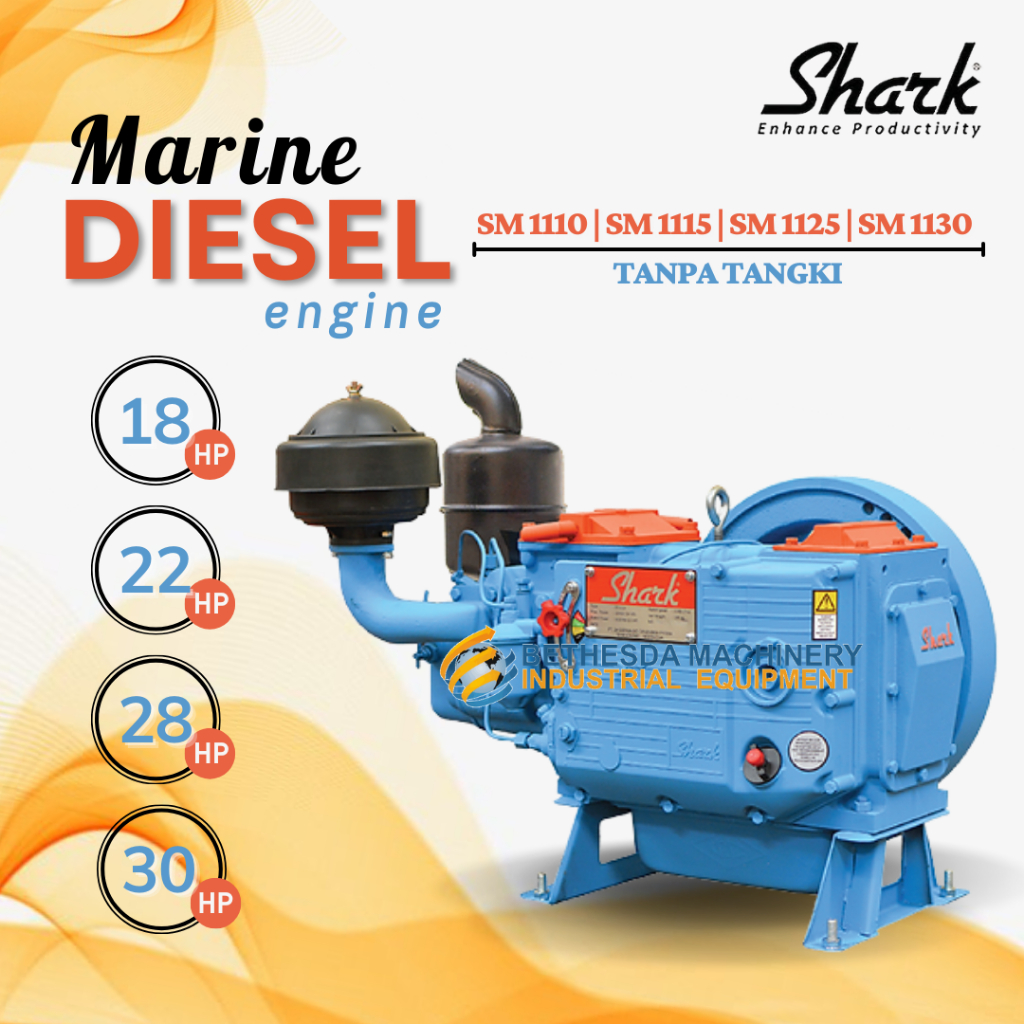 Jual Diesel Marine 18 HP Hopper SM 1110 - Mesin Marine 22 Pk Shark ...