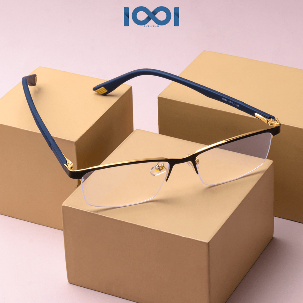 Jual IOOI Eyewear - Frame Kacamata Kotak Persegi Panjang Metal TR ...