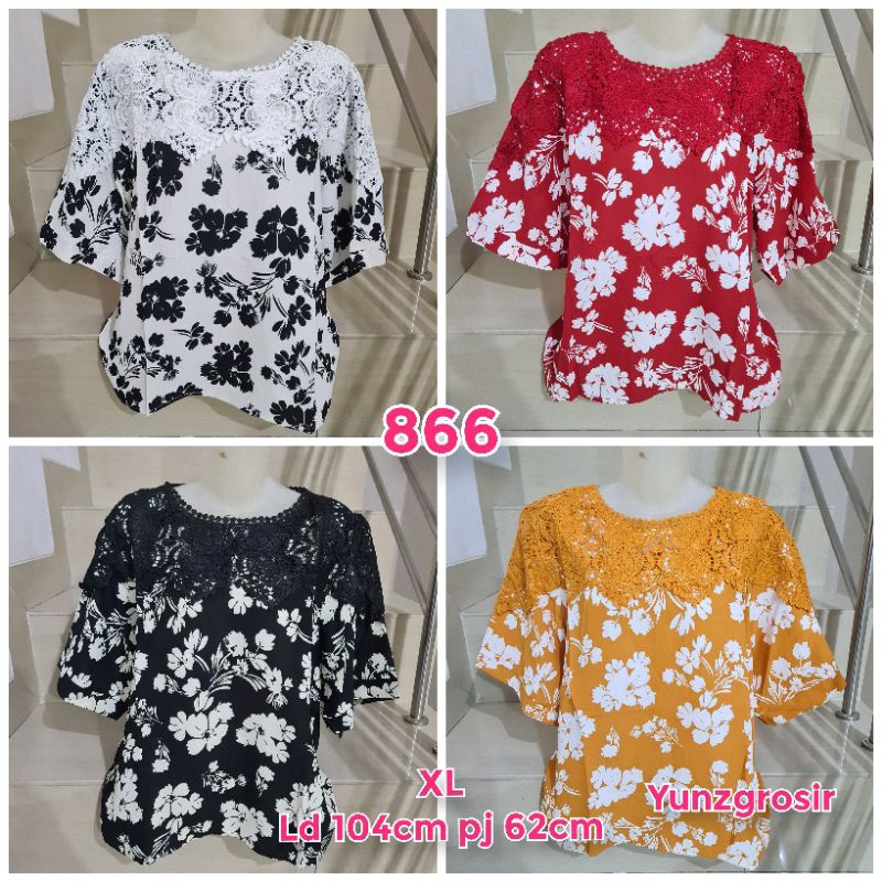 Jual Blouse Brukat Bunga Renda Combi Brukat Impor XL-2XL | Shopee Indonesia