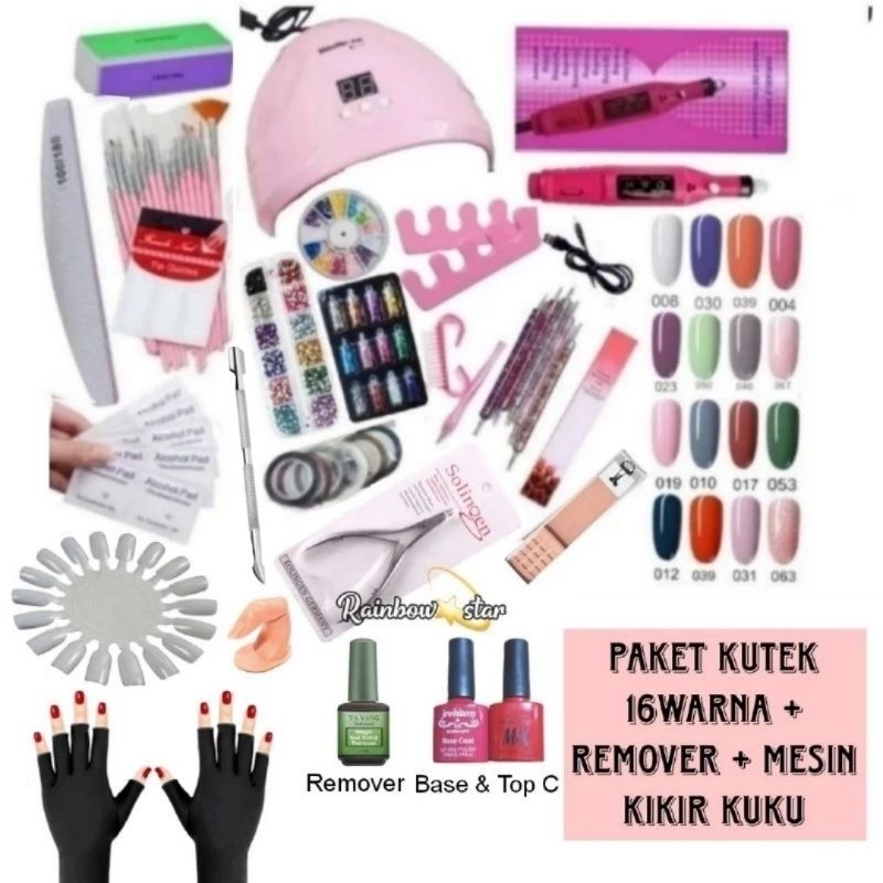 Jual Paket Lengkap Kutek Gel Lampu UV 36W + Gel Remover + Mesin Kikir ...
