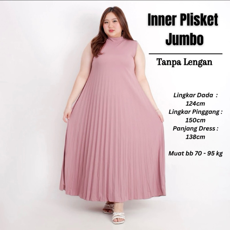 Jual DRESS JUMBO PLISKET INNER PLISKET JUMBO - LONG DRESS BIG SIZE MELAR PLISKET DRESS TO XXL ...