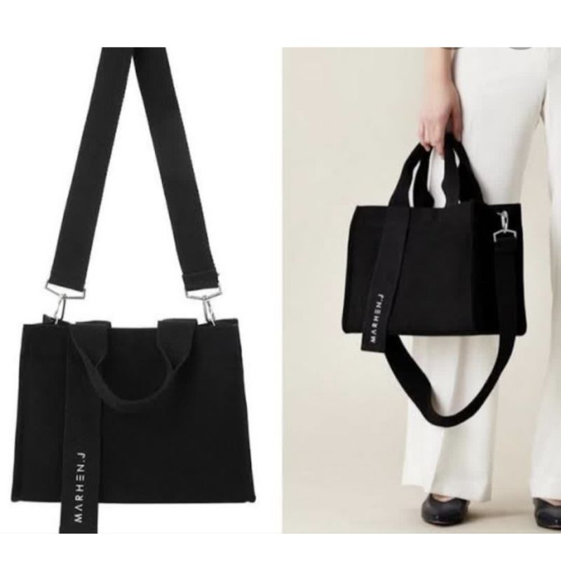 Jual Tas Tote Rico All Black Marhen J | Shopee Indonesia