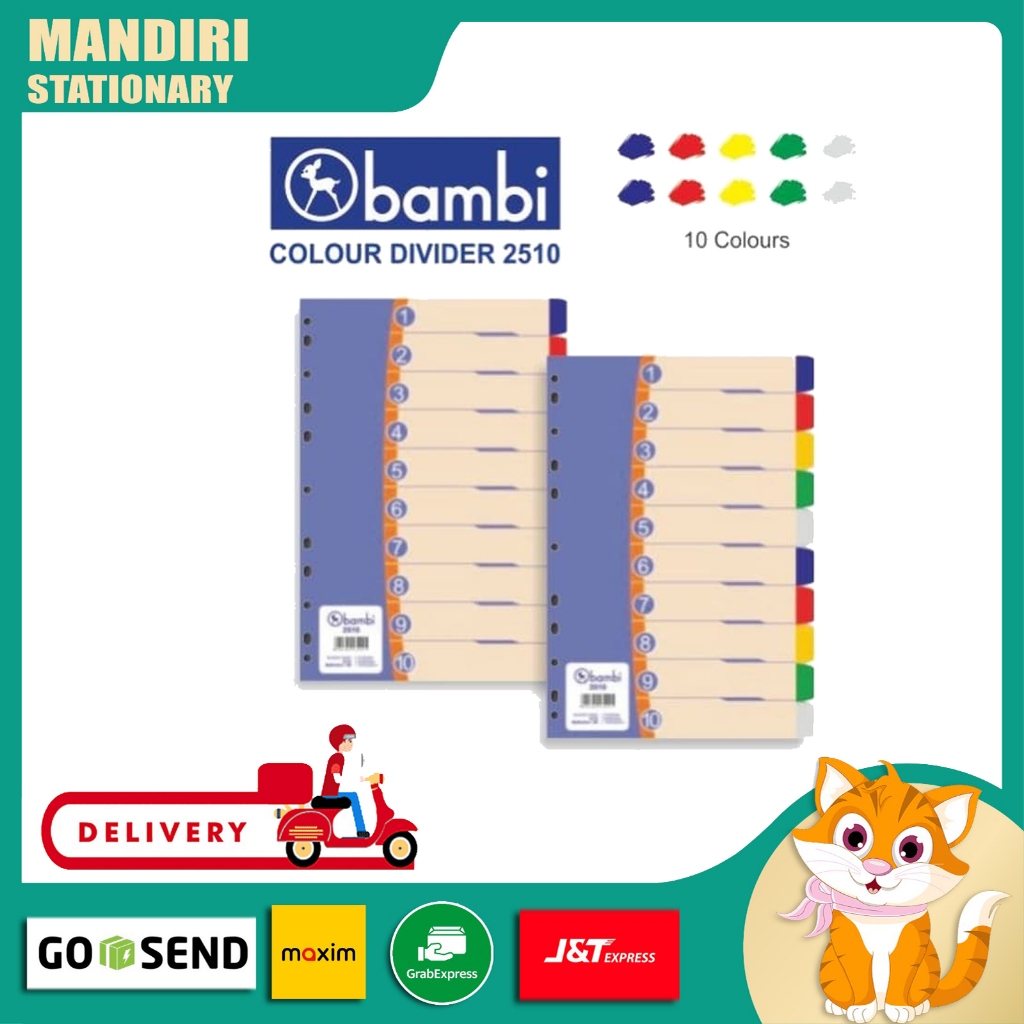 Jual Bambi Divider Plastik Folio 10 Warna 2510 | Pembatas Binder ...