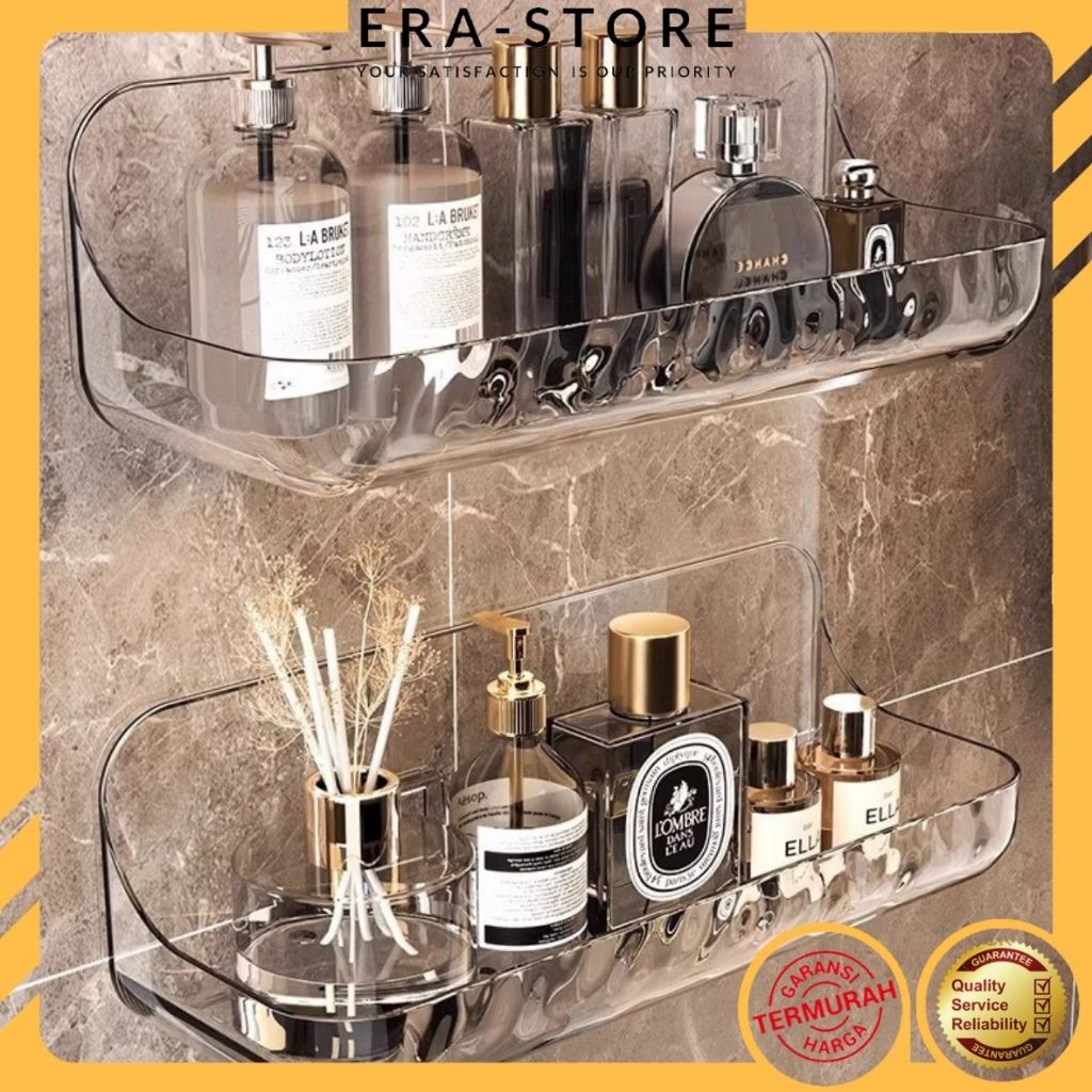 Jual Rak Gantung Kamar Mandi Transparan Aesthetic Organizer Rak Tempel ...