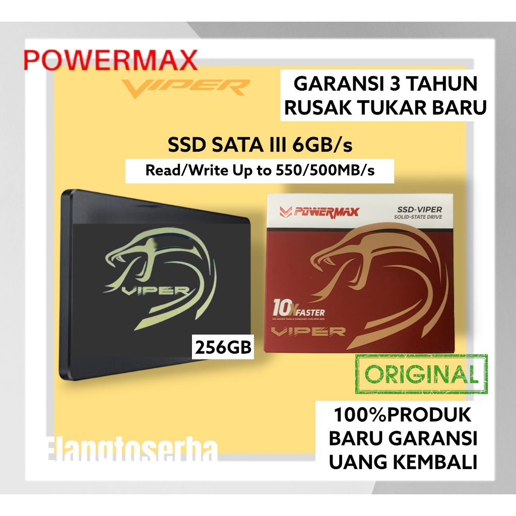 Jual SSD POWERMAX VIPER Laptop Notebook Komputer SATA III 256GB 2.5 inc ...