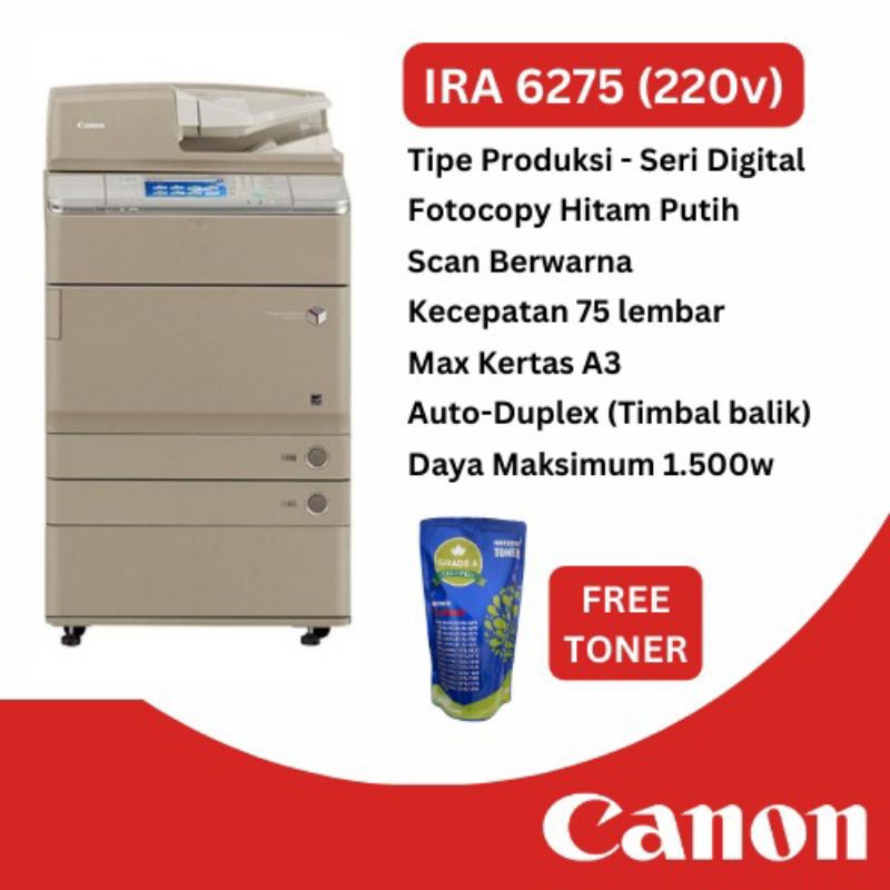 Jual MESIN FOTOCOPY CANON IRA 6275(220 VOLT) ASLI EROPA | Shopee Indonesia