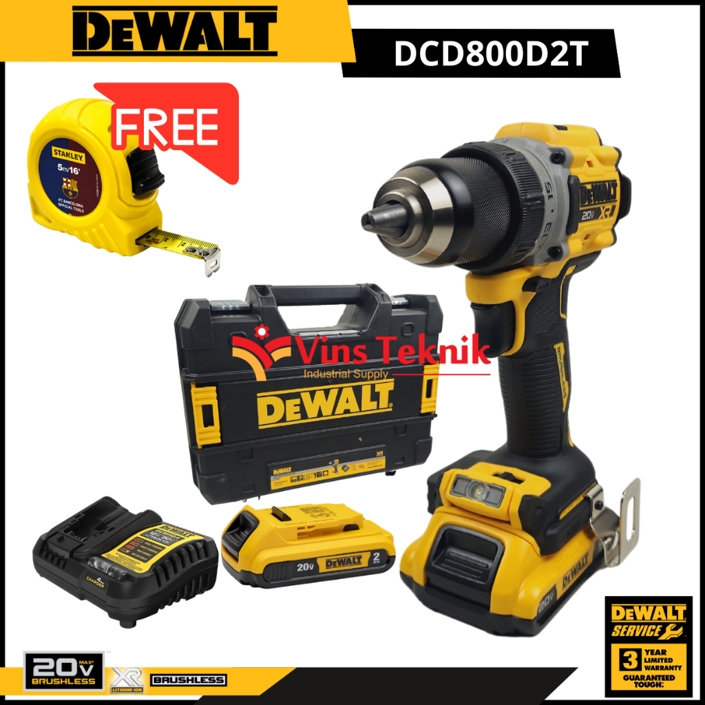 Jual Cordless Drill driver DCD800 Mesin bor baterai 13mm DEWALT ...