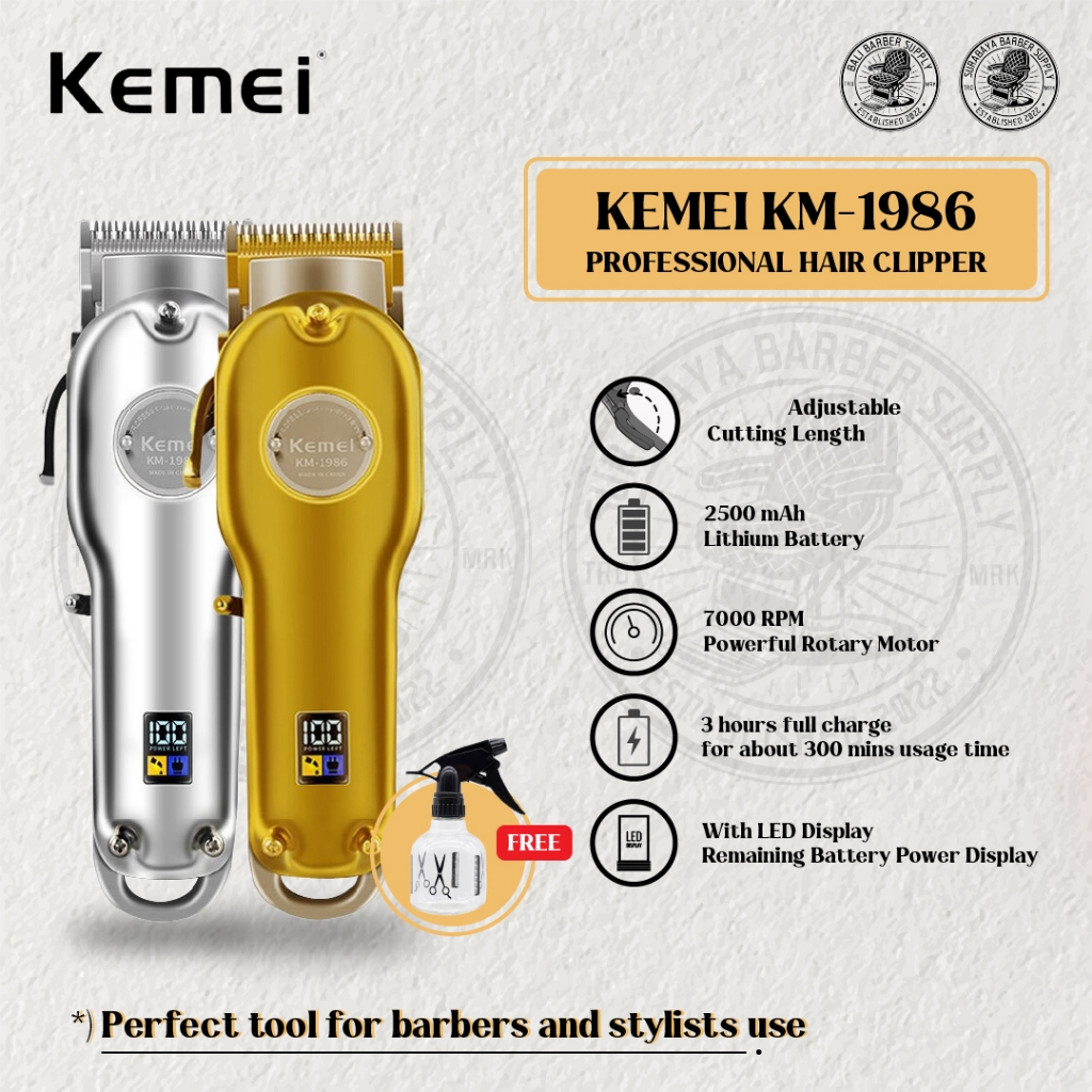 Jual Kemei KM-1986 Hair Clipper Alat Cukur Elektrik Alat Pangkas Rambut Barber Salon | Shopee ...