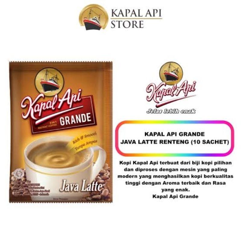 Jual Kopi Kapal Api Grande Java Latte 10 Sachet | Shopee Indonesia