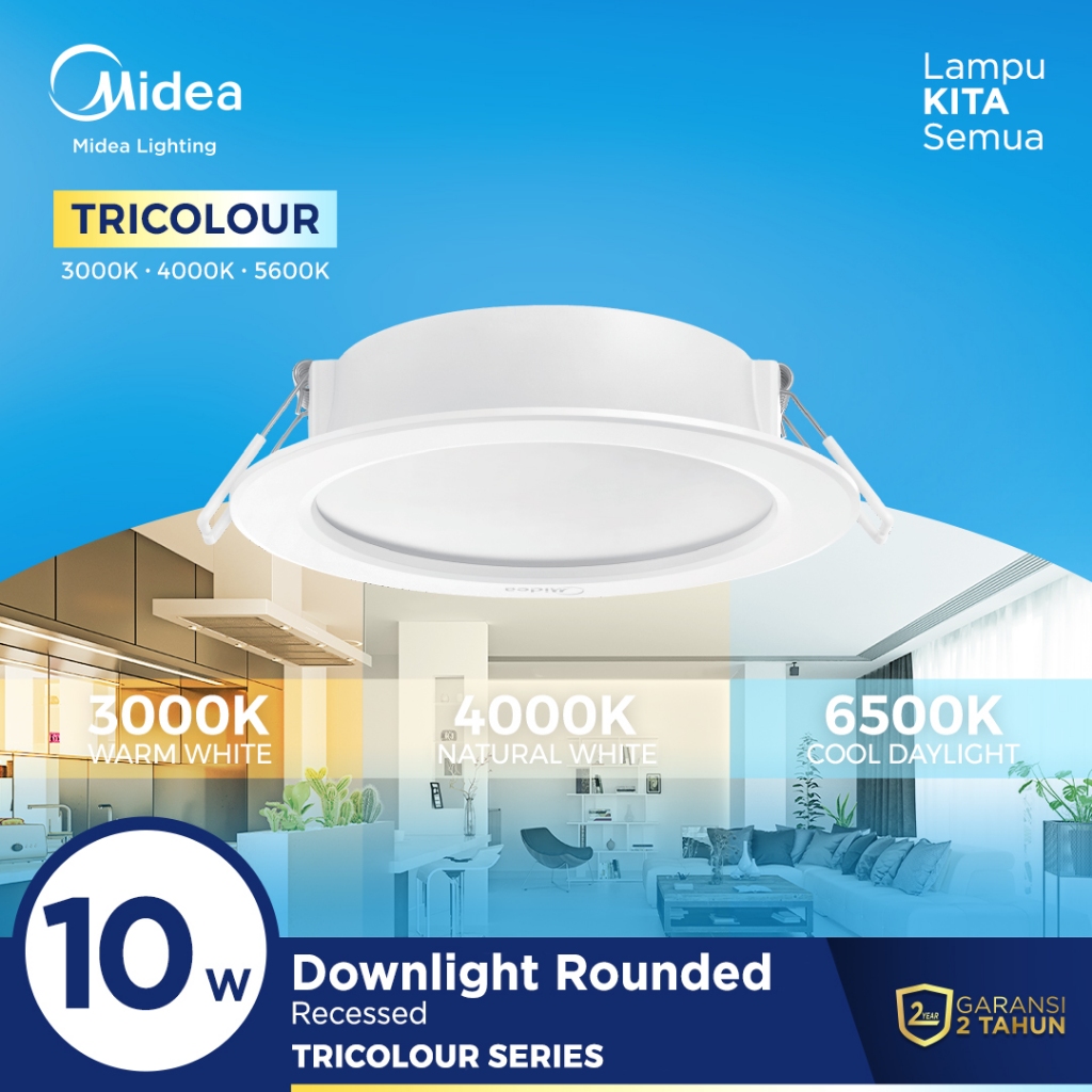Jual Midea Lighting - Lampu LED Downlight 10 Watt Tricolor - Kuning ...