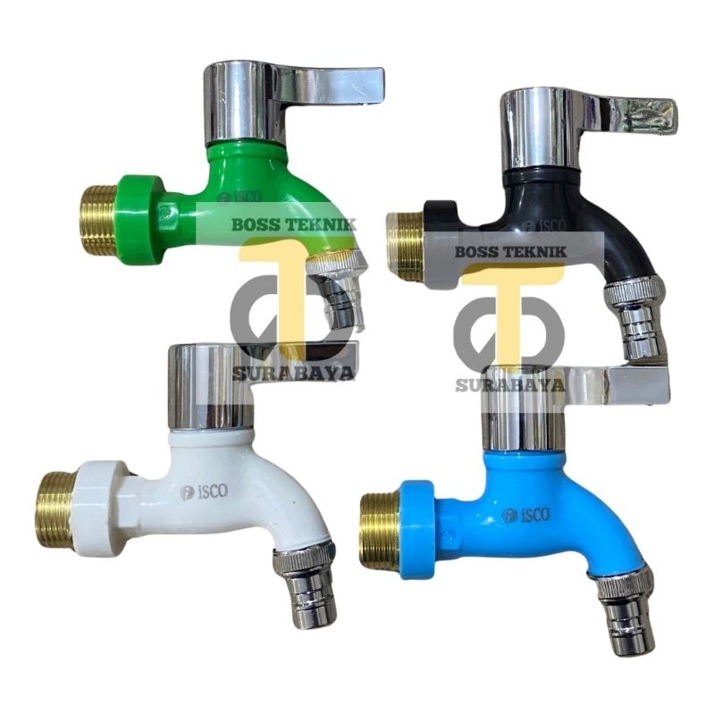 Jual Kran air drat kuningan engkol Isco ukuran 3/4" kran taman tembok ...