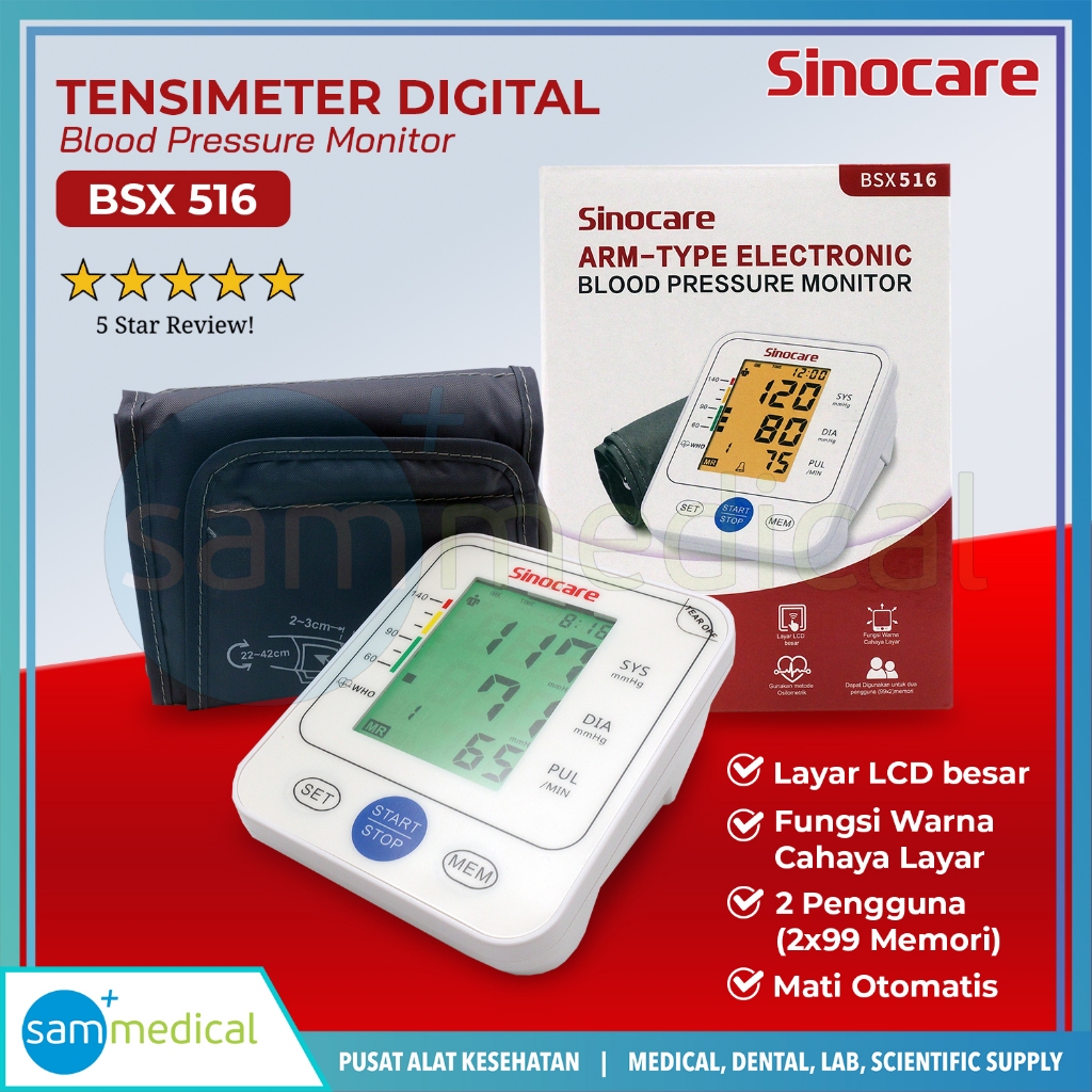Jual SINOCARE Tensimeter Digital Suara + Indikator Layar / Tensimeter ...