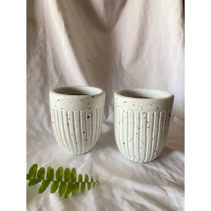 Jual pot kapsul marbel garis D10cm T12cm keramik gerabah | Shopee Indonesia