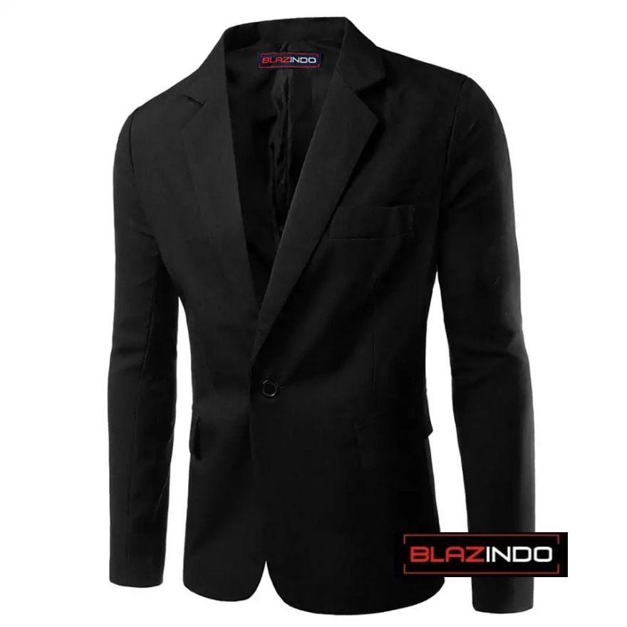 Jual [ Blazindo ] Blazer ALVARO full black - Jas Pria SLim fit Korean ...