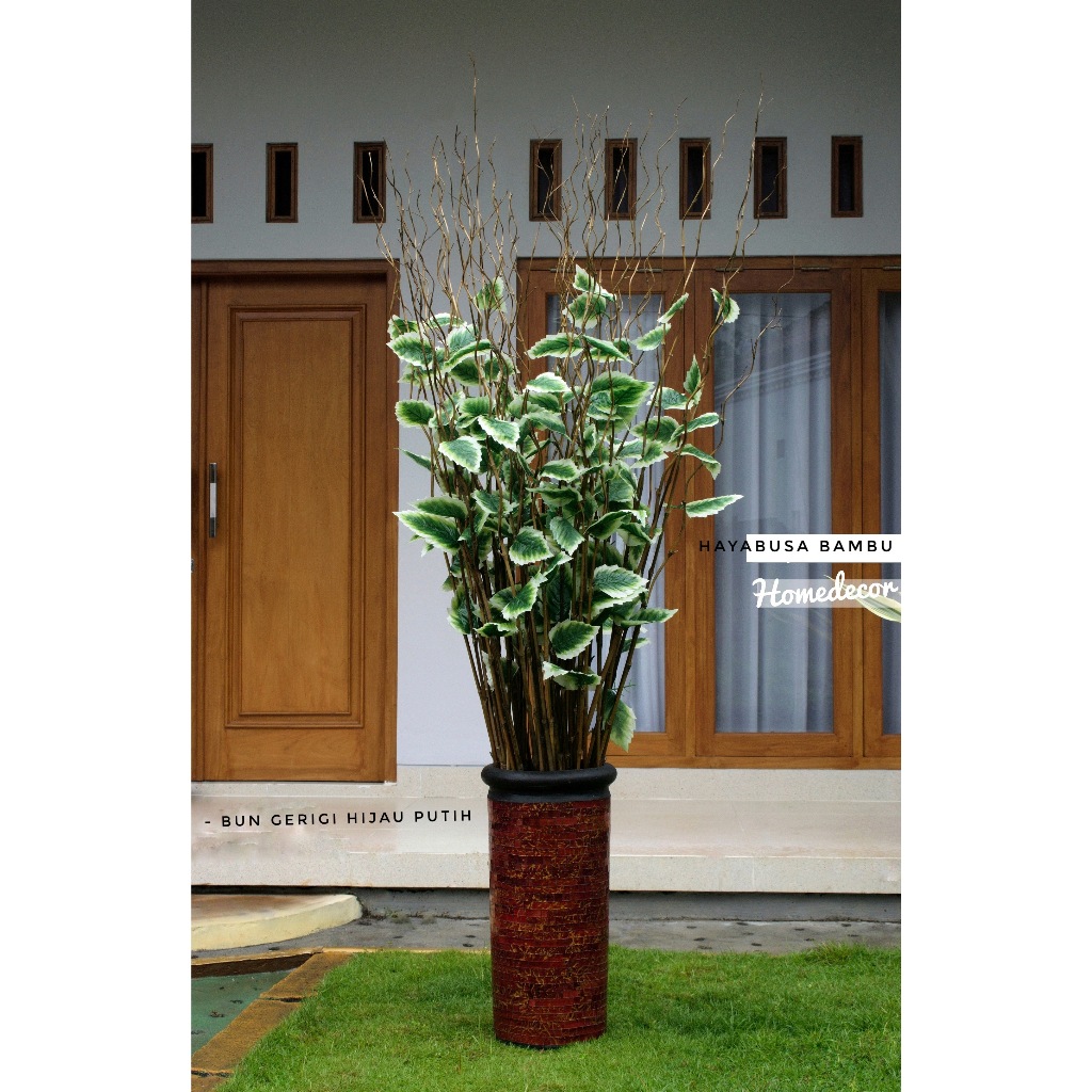 Jual Perlengkapan Rumah Bunga Dekorasi 20 Btg Bambu Ulir Natural Daun ...