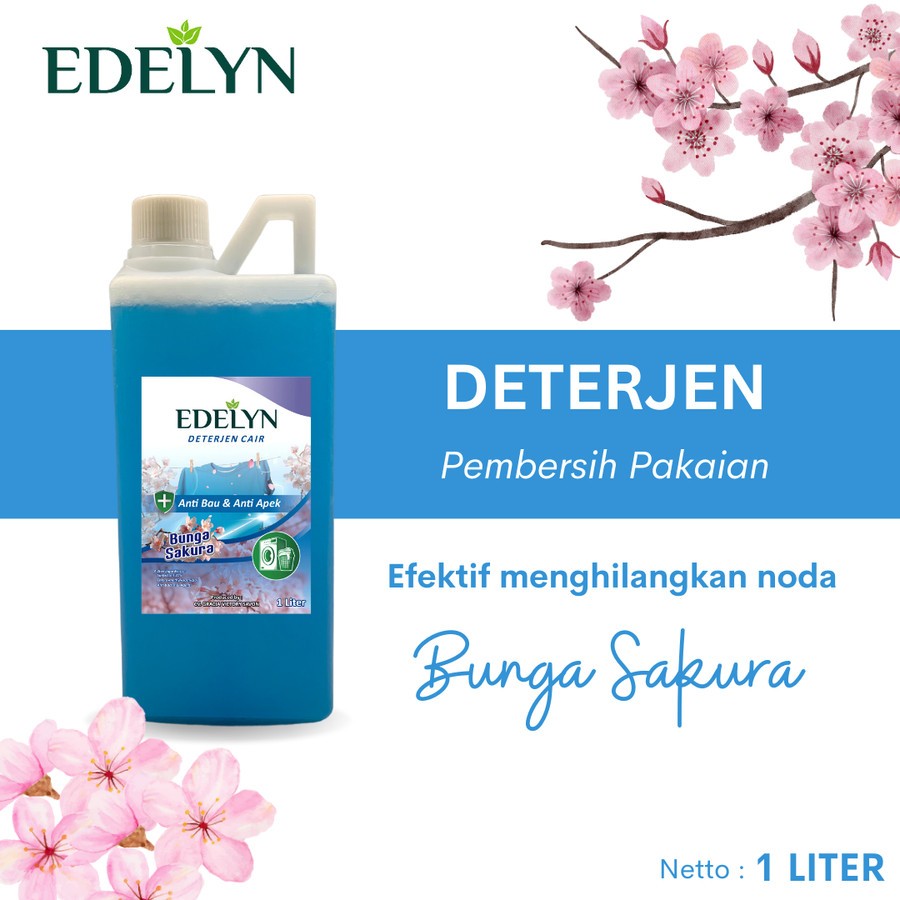 Jual Deterjen Cair Detergent Laundry EDELYN - Sakuraklin 1L | Shopee Indonesia
