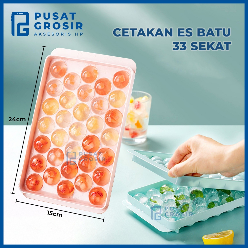 Jual JUMBO Cetakan Es Batu Bulat 33 Sekat Pencetak Puding Agar Jelly ...
