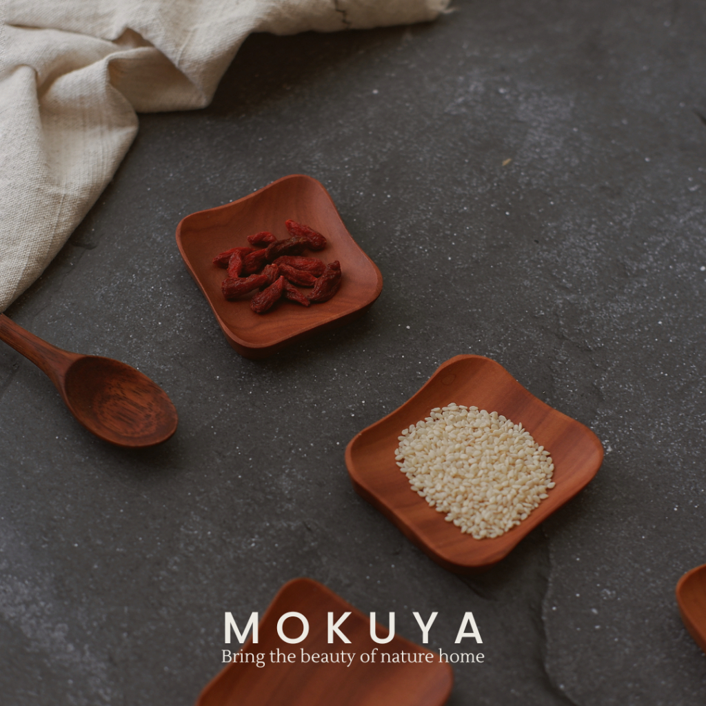 Jual Shika - Piring saus kayu kotak mangkok sambal saos. Wooden sauce ...