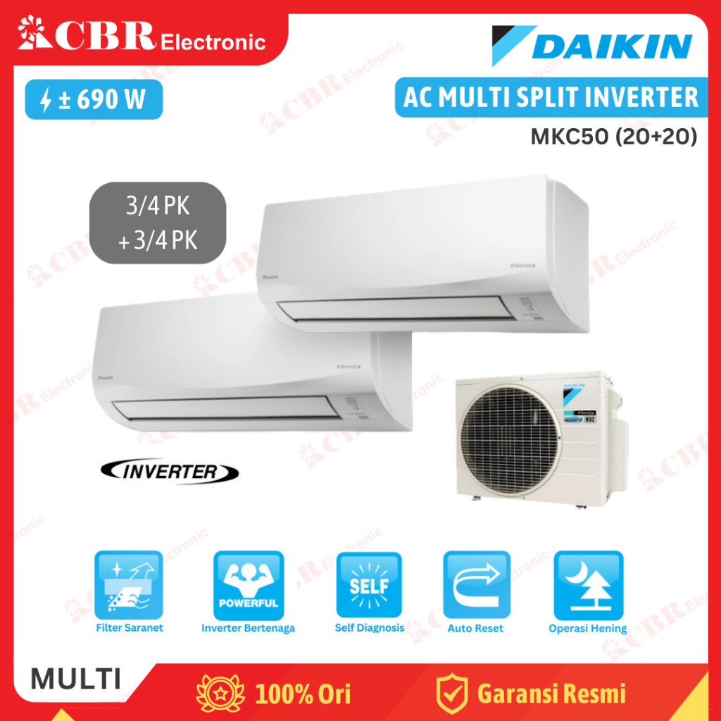 Jual AC Multi Split DAIKIN Inverter 3/4PK + 3/4PK MKC50 (20+20 ...