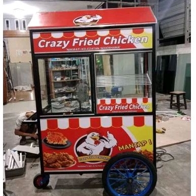 Jual gerobak dorong / gerobak fried chicken alumunium kaca | Shopee ...