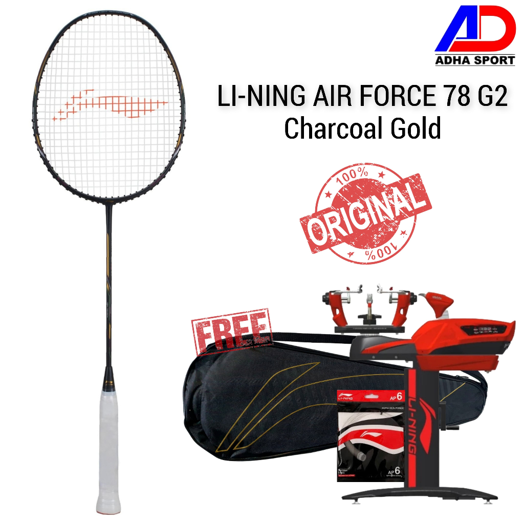 Jual Raket Badminton Lining Air Force 78 G2 Charcoal Gold Original ...