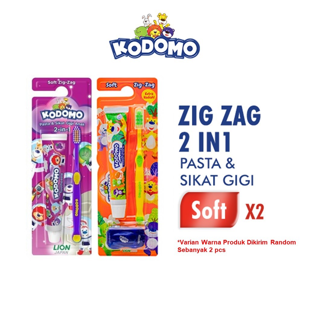 Jual Kodomo Sikat Gigi Zigzag 2 In 1 x2 | Shopee Indonesia