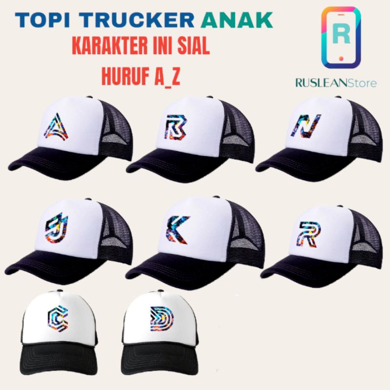 Jual TOPI TRUCKER ANAK JARING INISIAL HURUF A_Z KUALITAS PREMIUM ...