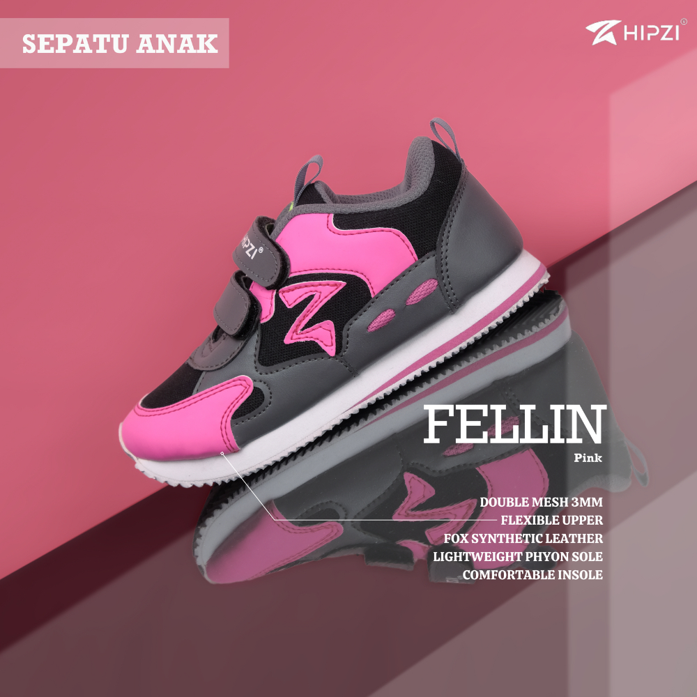 Jual Hipzi - Sepatu Anak Felin Kids Warna Pink Size 26-35 Sekolah Laki ...