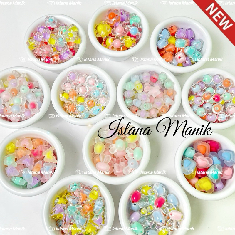 Jual Manik mote acrylic Doff / Clear Love bintang kupu bunga 15gr ...