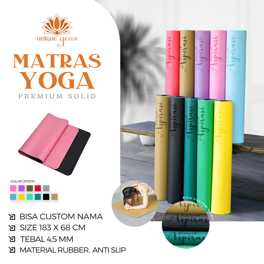 Jual Yoga Mat Premium Solid Polos / Matras Yoga Premium Rubber Anti ...