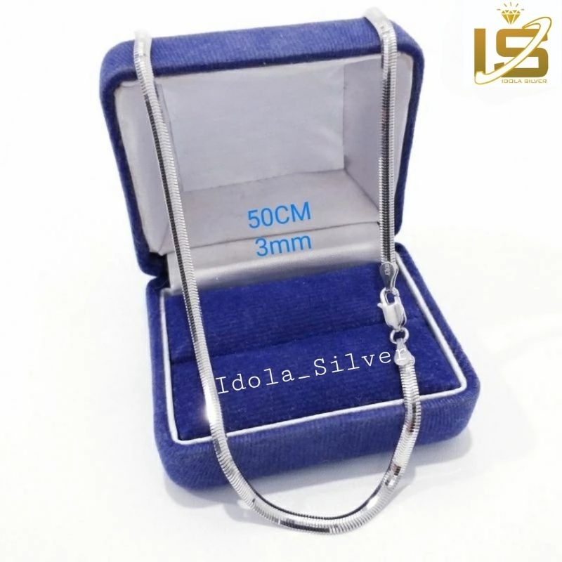 Jual Kalung Perak Asli Silver 925 Lapis Emas Model Pipih Rantai ...
