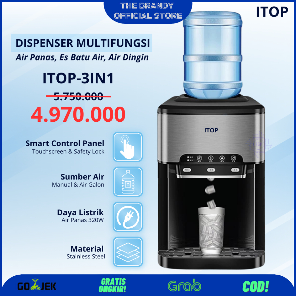 Jual ITOP Mesin Es Batu Bulat Lonjong Dispenser 3in1 Es Batu, Air Panas ...