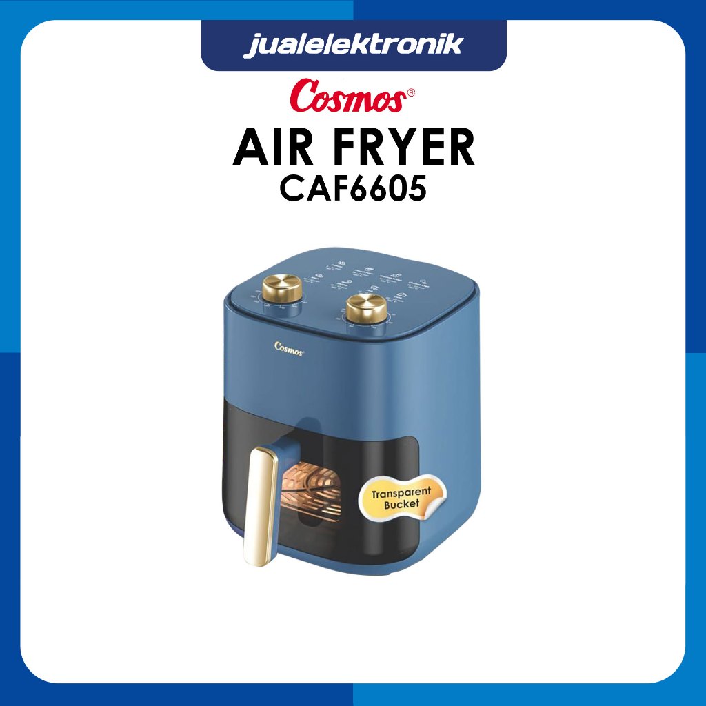 Jual Cosmos CAF6605 - Air Fryer Digital 5L 800W 8 Menu Transparan Blue ...