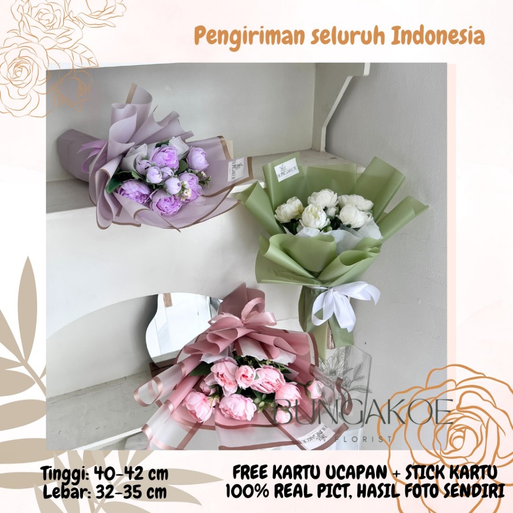 Jual BOUQUET PEONY PALSU 5 TANGKAI - BUKET BUNGA PALSU BOUQUET ...