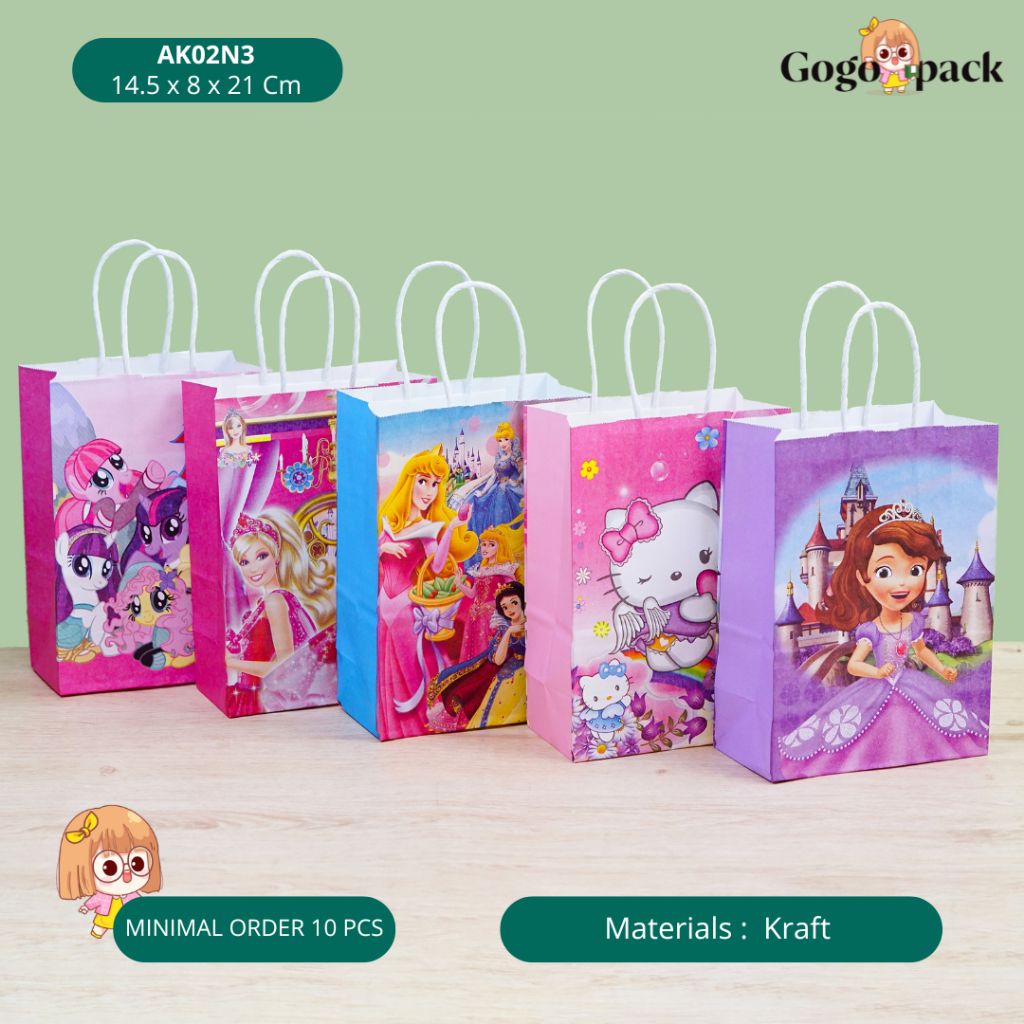 Jual Paper Bag Kantong Kertas Kraft Motif Princes Little pony / Goodie Bag Kraft Hampers ...