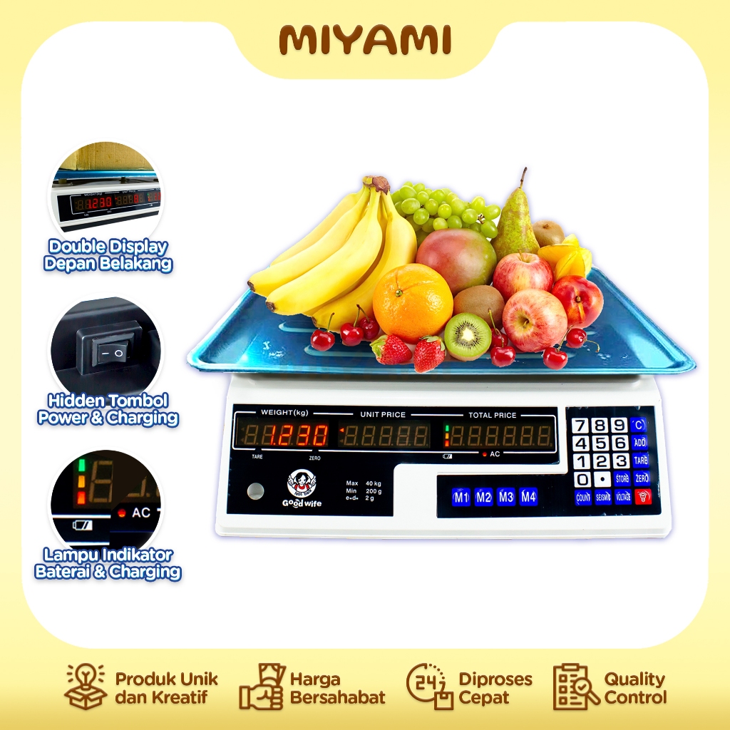 Jual Timbangan Buah Digital 40KG - Digital Computing Scale Double Display - MI | Shopee Indonesia