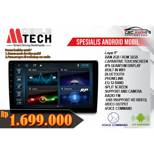 Jual PAKET Pemasangan Head Unit Android Mobil MObile Tech 2/32 Voice ...