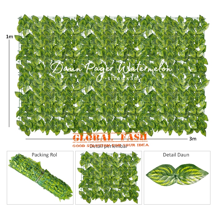 Jual Daun Rambat Dinding Pagar Motif Watermelon 1 Roll 1x3 meter daun ...