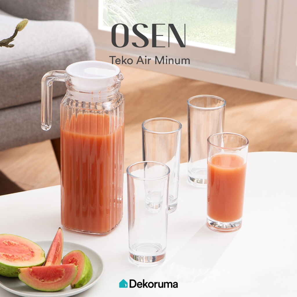 Jual Dekoruma OSEN Teko Air Minum 1.1L Set Gelas | Shopee Indonesia