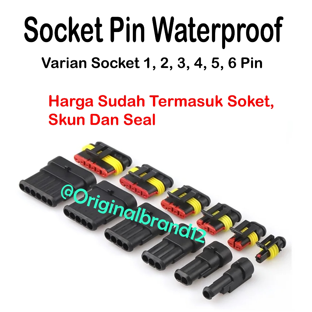 Jual Soket Waterproof anti air 1pin 2pin 3pin 4pin 5pin 6pin Soket 1-6 ...