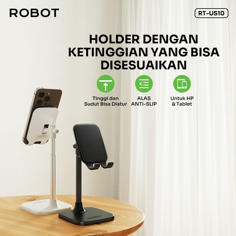 Jual Robot RT-US10 Table Phone Tab Holder Stand Metal Foldable Liftable ...