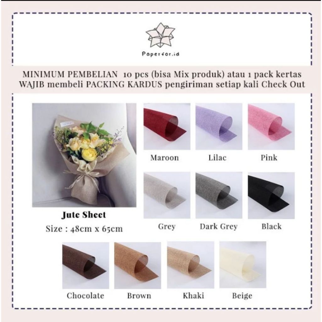 Jual Kertas Buket Bunga Cellophane Bucket Wrapping Paper Florist JUTE ...