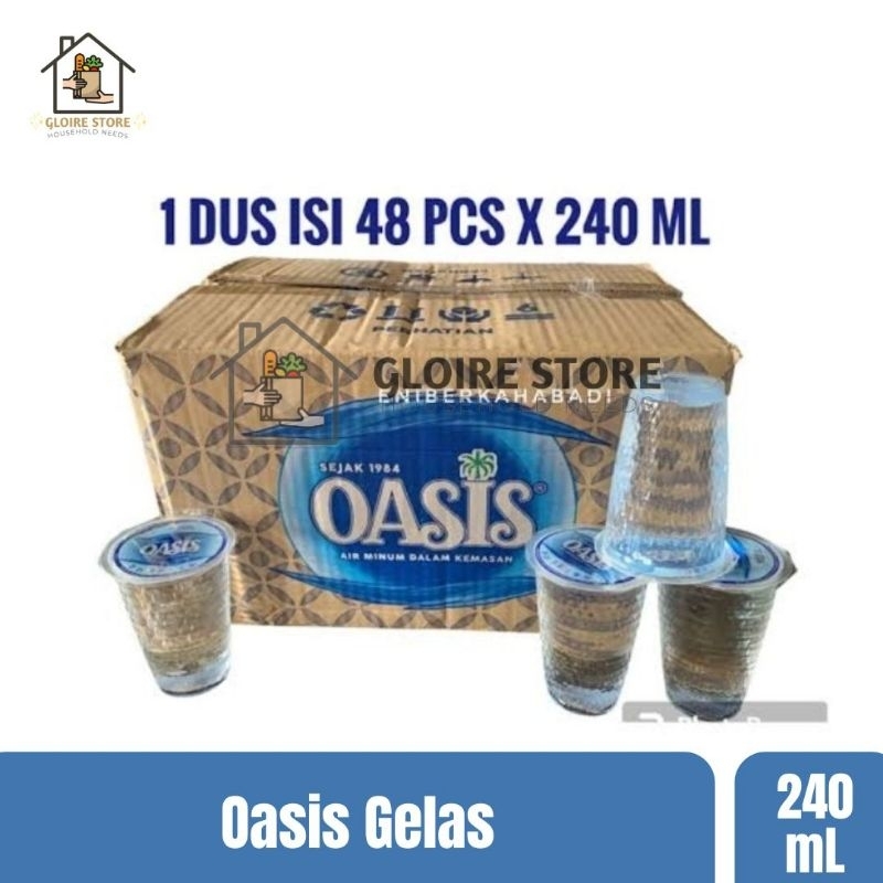 Jual Air Minum OASIS Gelas 1Dus 48x240mL (YA) | Shopee Indonesia