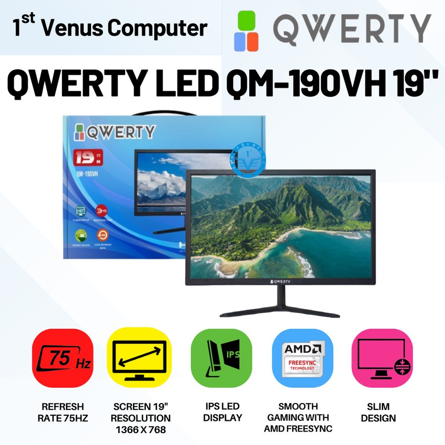 Jual Monitor LED Qwerty QM-190VH 19" Flat IPS 768p 75 Hz / MON01-QWT ...