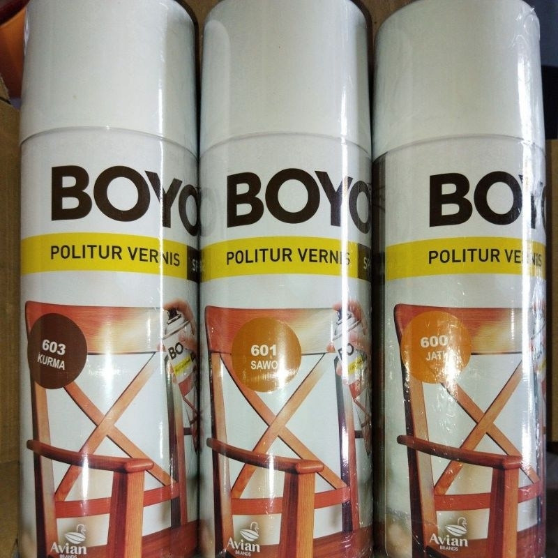 Jual Cat semprot kayu perabot/Politur vernis spray 400cc BOYO Avian ...