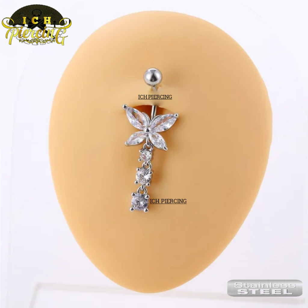 Jual ICH Belly Piercing Flower Zircon / Anting Pusar bunga gantung ...